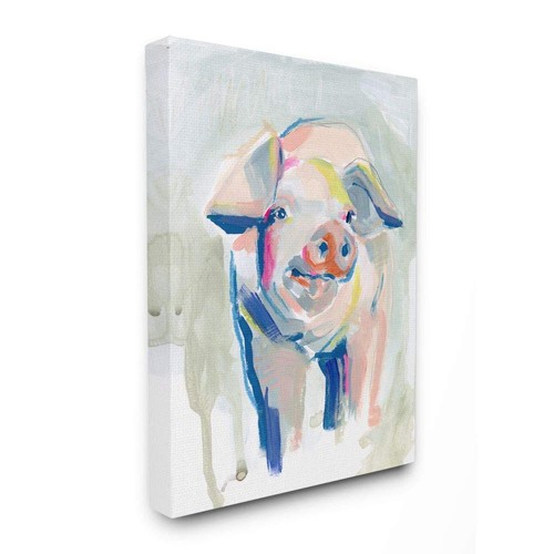 Stupell Industries Colorful Pig Farm Animal Painting, Design by ...
