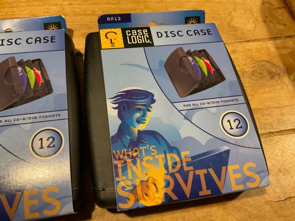VINTAGE CASE LOGIC HARD DISC CASE LOT ( QTY 2 ) EACH HOLDS 12 DISCS ...