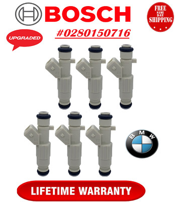 UPGRADED OEM Bosch x6 4 hole IV gen 22LB Fuel Injectors for 87-88 BMW ...