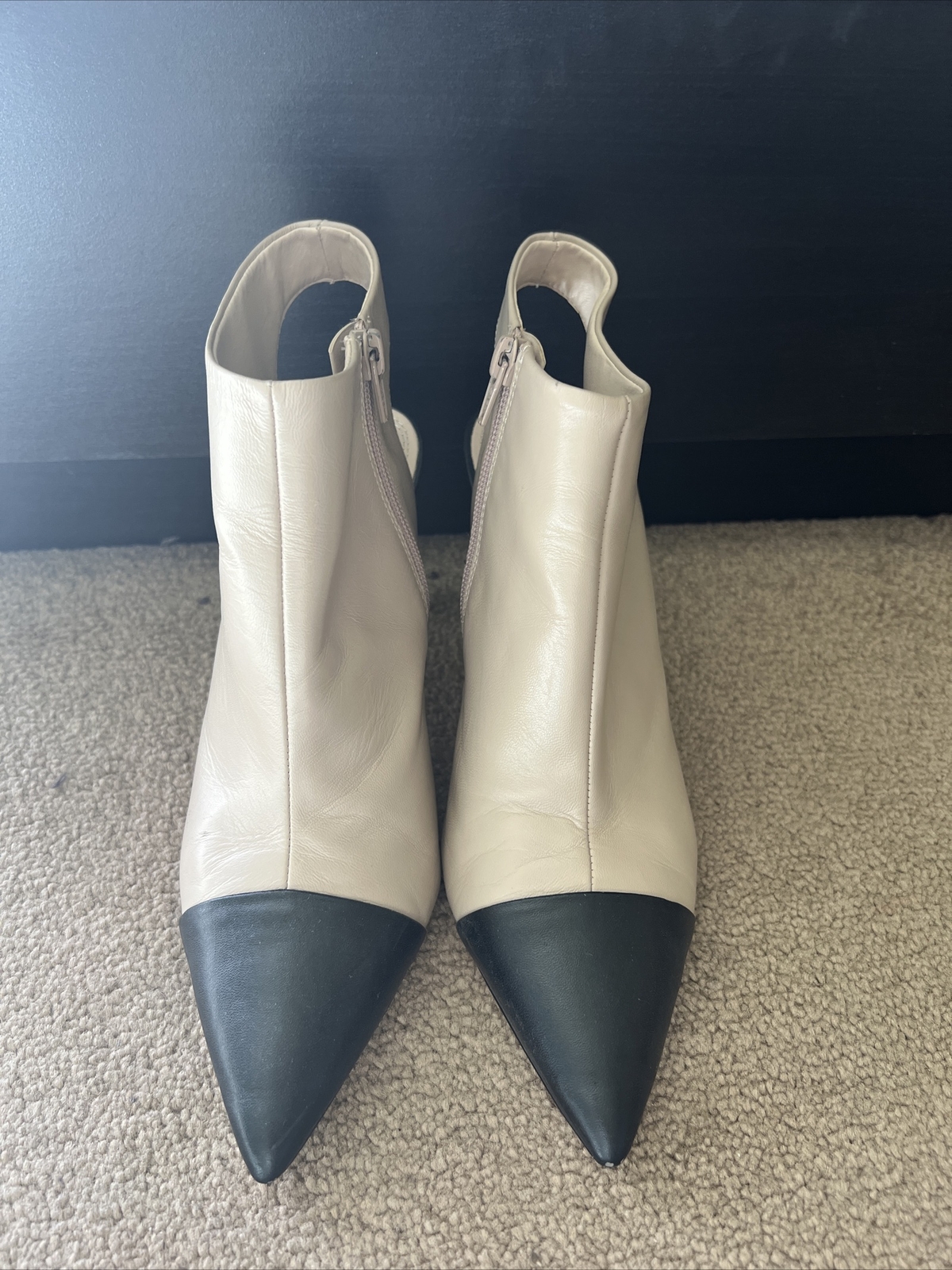 Zara Color Block Zipper Open Back Heeled Booties 7.5 - Gem