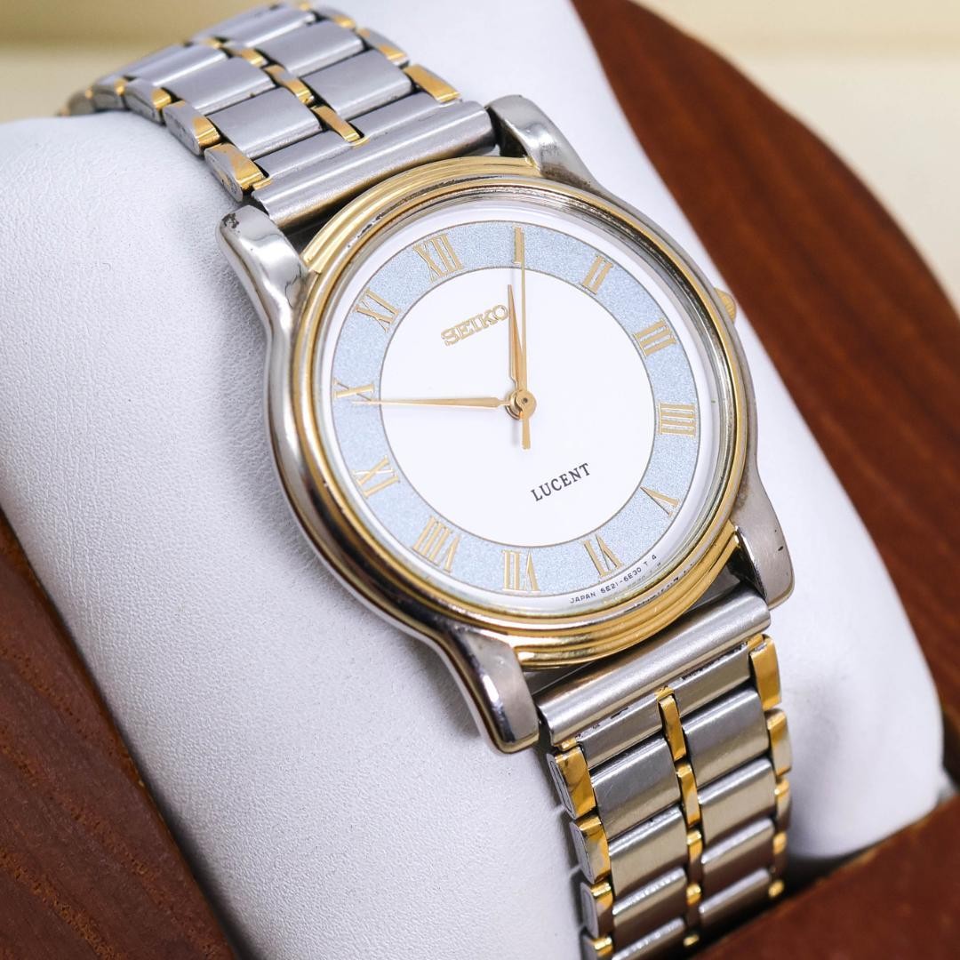 SEIKO LUCENT Men's Quartz Watch Silver Gold Roman Dia… - Gem