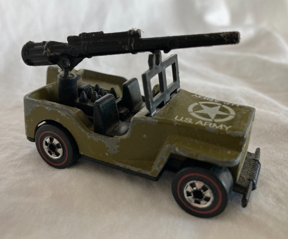 Hot Wheels Blackwall 1977 Gun Slinger Jeep US Army Military Toy Rare BW ...