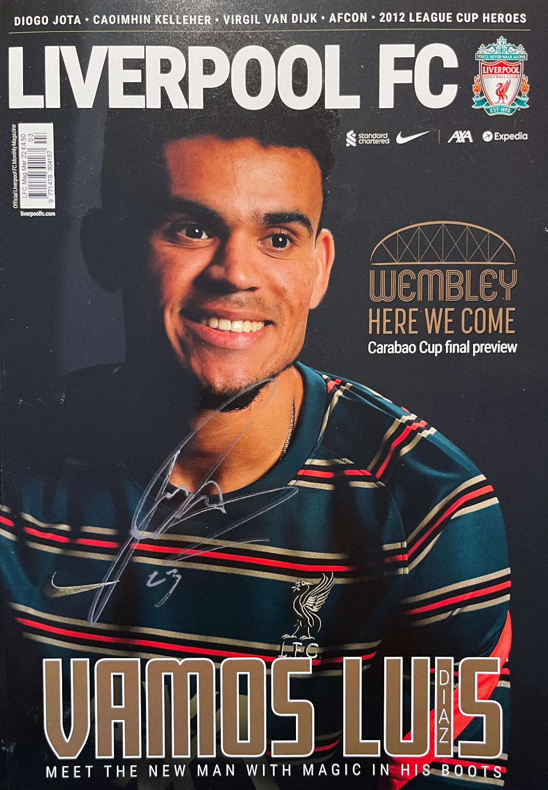 Hand signed magazine of LUIS DIAZ, LIVERPOOL FC, FOOTBALL autograph | eBay