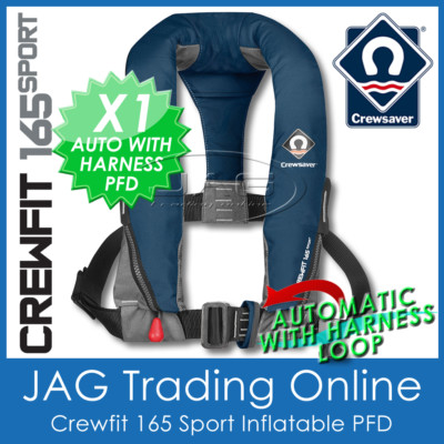 CREWSAVER AUTOMATIC & HARNESS CREWFIT 165 SPORT PFD NAVY BLUE - AUTO ...
