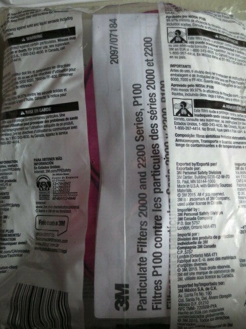 3M Particulate Filter P100 2097/07184 2pk w/ Nuisance Level Organic ...
