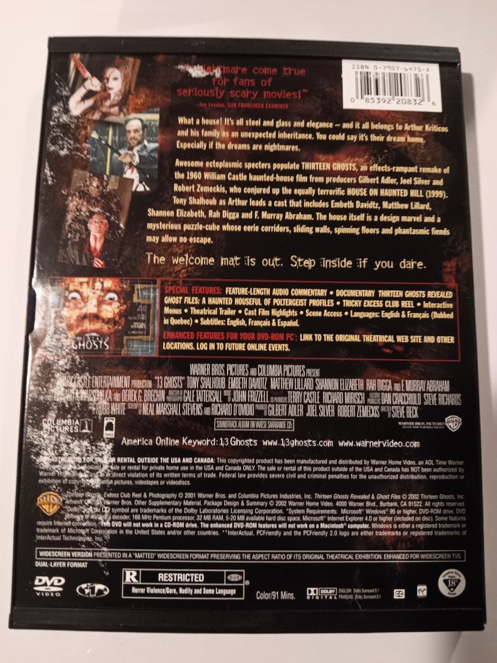 THIRTEEN GHOST DVD Horror Dark Castle RAH DIGGA Robert Zemeckis 2001 | eBay