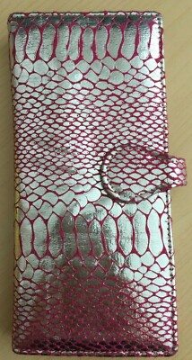 Women's Ladies Pink Silver Faux Animal Skin Purse Wallet Coins Cards ...