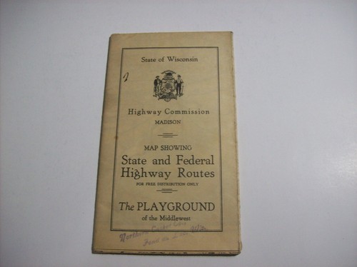 Vintage 1933 Wisconsin Official Road Map – State Highway Department, x ...