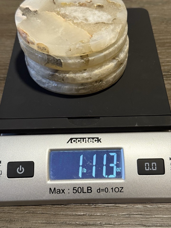 Threshold by Target Set of 4 Round Stone Salt Agate Coasters Off-White ...
