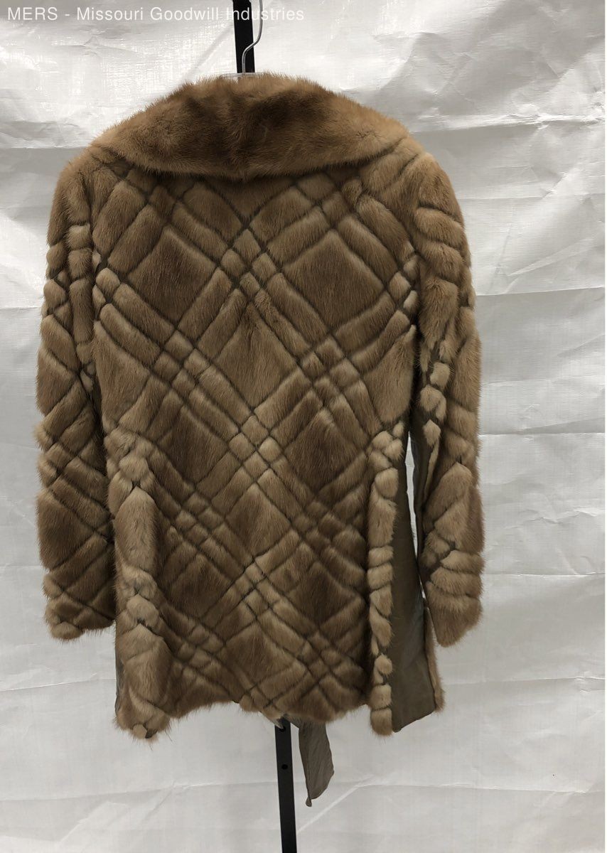 Geometric Pattern Women's Brown Belted Mink Fur Coat - No Size Tags | eBay