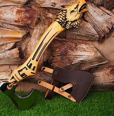 Handmade Viking Eagle Axe Wood Carved Handle Best Viking Gift best ...