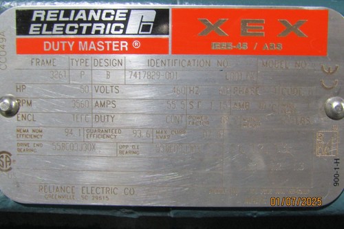 😏 NEW RELIANCE ELECTRIC 50 HP KEYED MOTOR 460 VAC 60 Hz 3∅ 326T FRAME ...