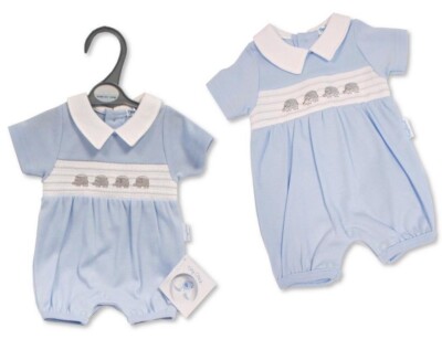 PREMATURE BABY BOYS ROMPERS BLUE SMOCKED OUTFIT TINY PREEMIE PREM BOY ...