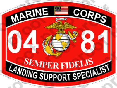 STICKER USMC MOS 0481 LANDING SUPPORT SPECIALIST ooo USMC Lisc No 20187 ...