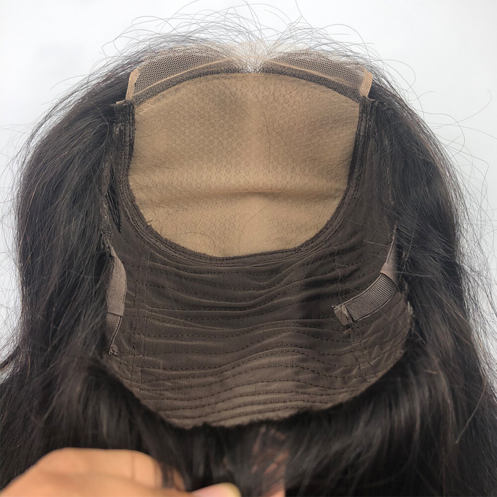 Silk Top Human Hair Wig with Bangs Virgin Straight Silk Base Lace ...