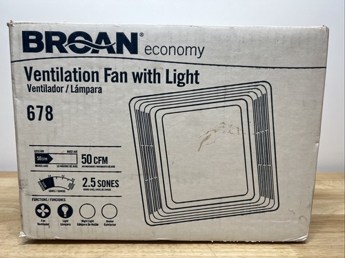 Broan 50 CFM Bath Exhaust Fan With Light Ceiling Mounted Model 678 ...