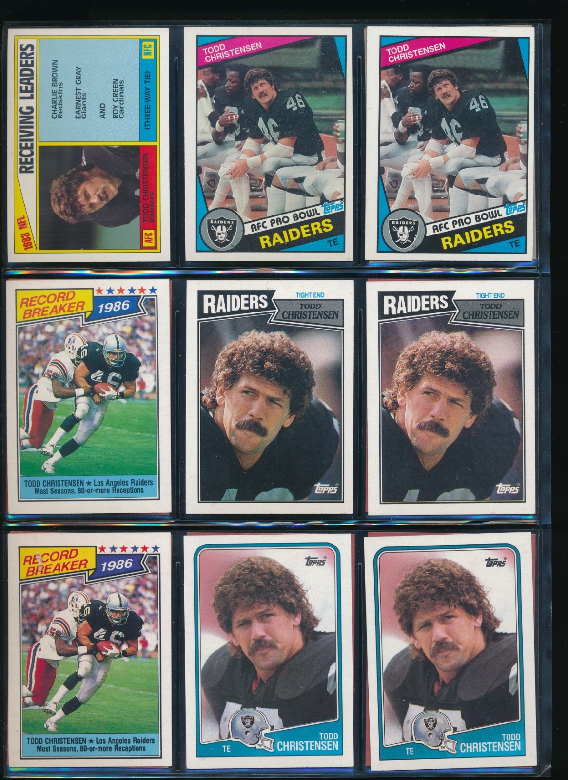 Lot (15) Todd Christensen #203 105 218 2 1984 1987 Raiders (DS31) SWSW6 ...