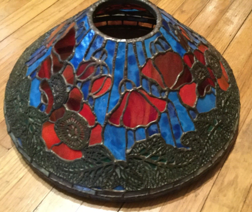 Tiffany Reproduction Stained Glass Poppy Shade 16" Studio Crafted ...