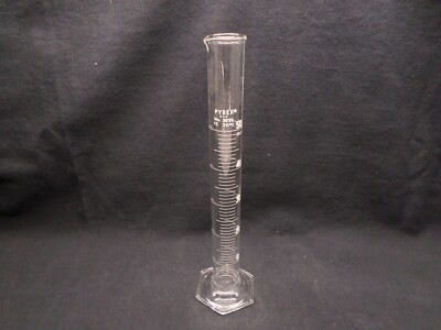 Pyrex Glass 50mL TC Single Metric Scale Cylinder No Bumper Hex Base ...
