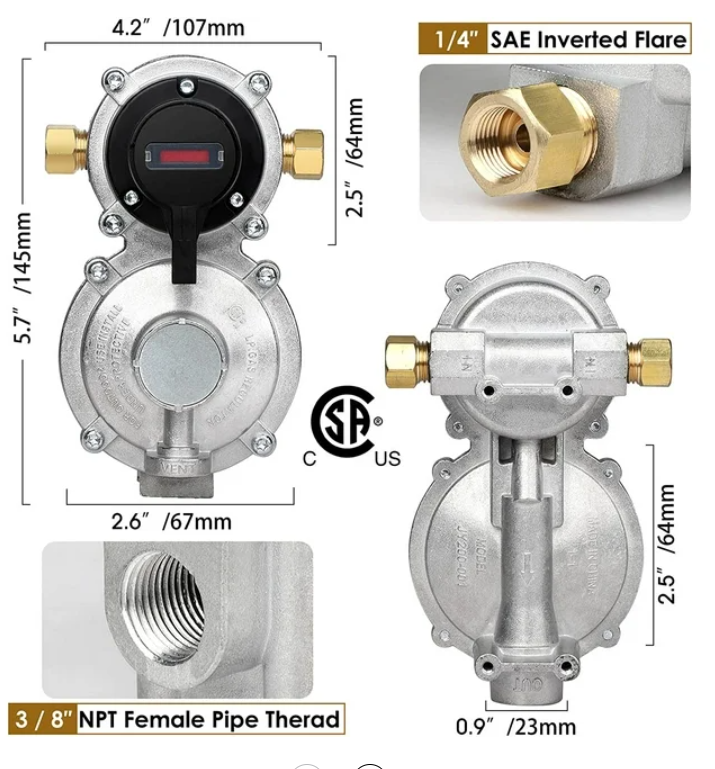 Automatic Changeover LP Propane Gas 2 Stage Regulator with RV Pigtail ...