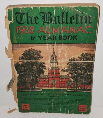 PHILADELPHIA BULLETIN ALMANAC 1938 YEARBOOK PAPERBACK NEWSPAPER USEFUL ...