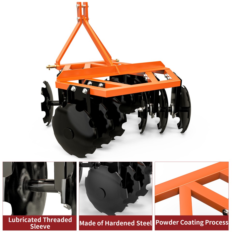 4 FT Notched Disc Harrow Plow For Cat 0 &Cat 1 Fit For Kubota John ...