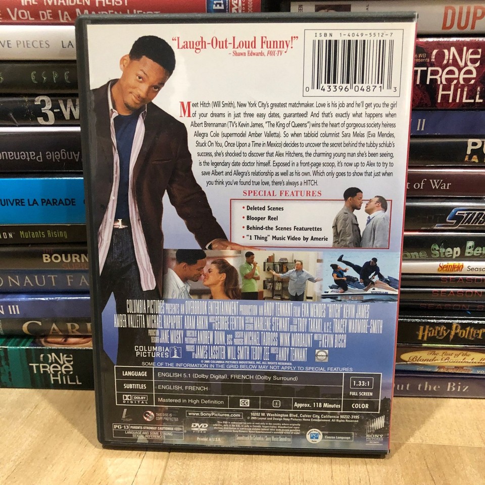 Hitch DVD Fullscreen Will Smith Romantic Comedy Movie 2005 Columbia ...