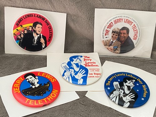 Jerry Lewis Labor Day Telethon ~ Lot of 5 Vintage Pins 3” PINBACK ...