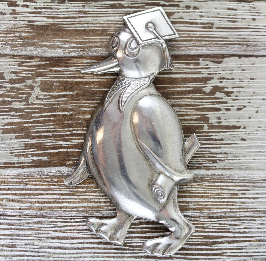 VINTAGE PENGUIN GRADUATION STERLING SILVER 925 BROOCH… - Gem
