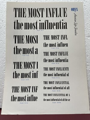 Vintage Letterpress American Type Foundry Specimen Sheet ONYX | eBay