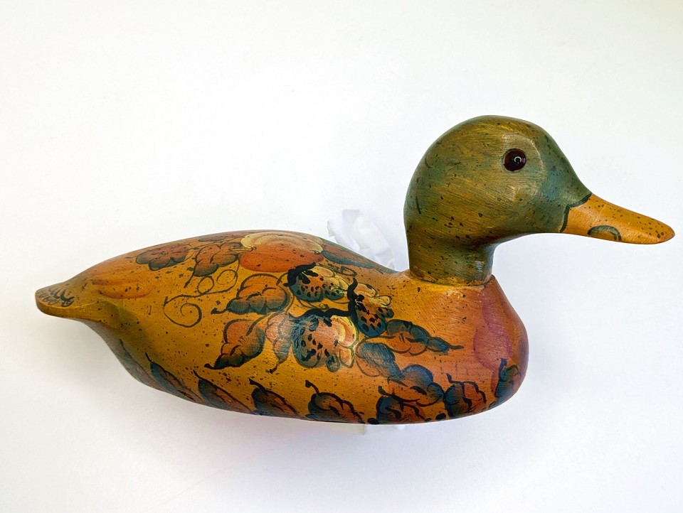 OOAK Vtg 1982 Signed Pam Handcarved Painted Decorative Wood Wooden Duck ...