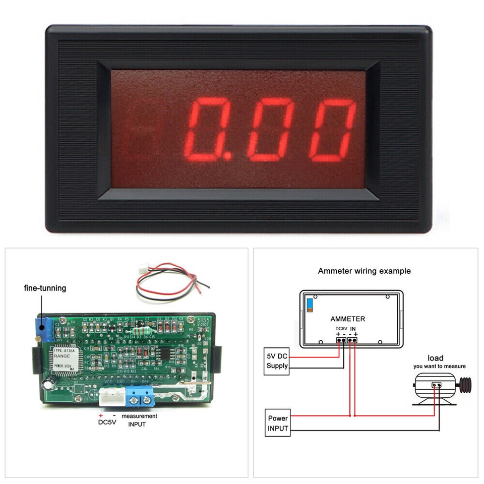 AC AMP Volt Meter Red LED Digit Voltage Voltmeter Current Ammeter Panel ...