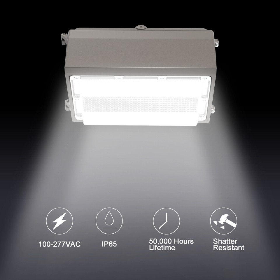 2Pack 120W Led Wall Pack Light Dusk to Dawn Commercial Outdoor Security ...