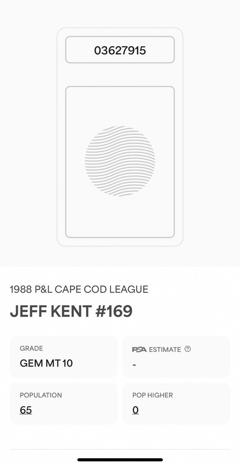 1988 P&L Cape Cod League Set-Break #169 Jeff Kent PSA 10 EXTREMELY RARE ...