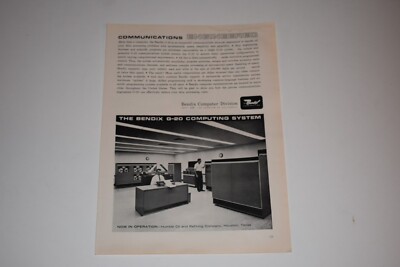 Vintage 1962 Bendix Computer Division G-20 Print Ad. | eBay