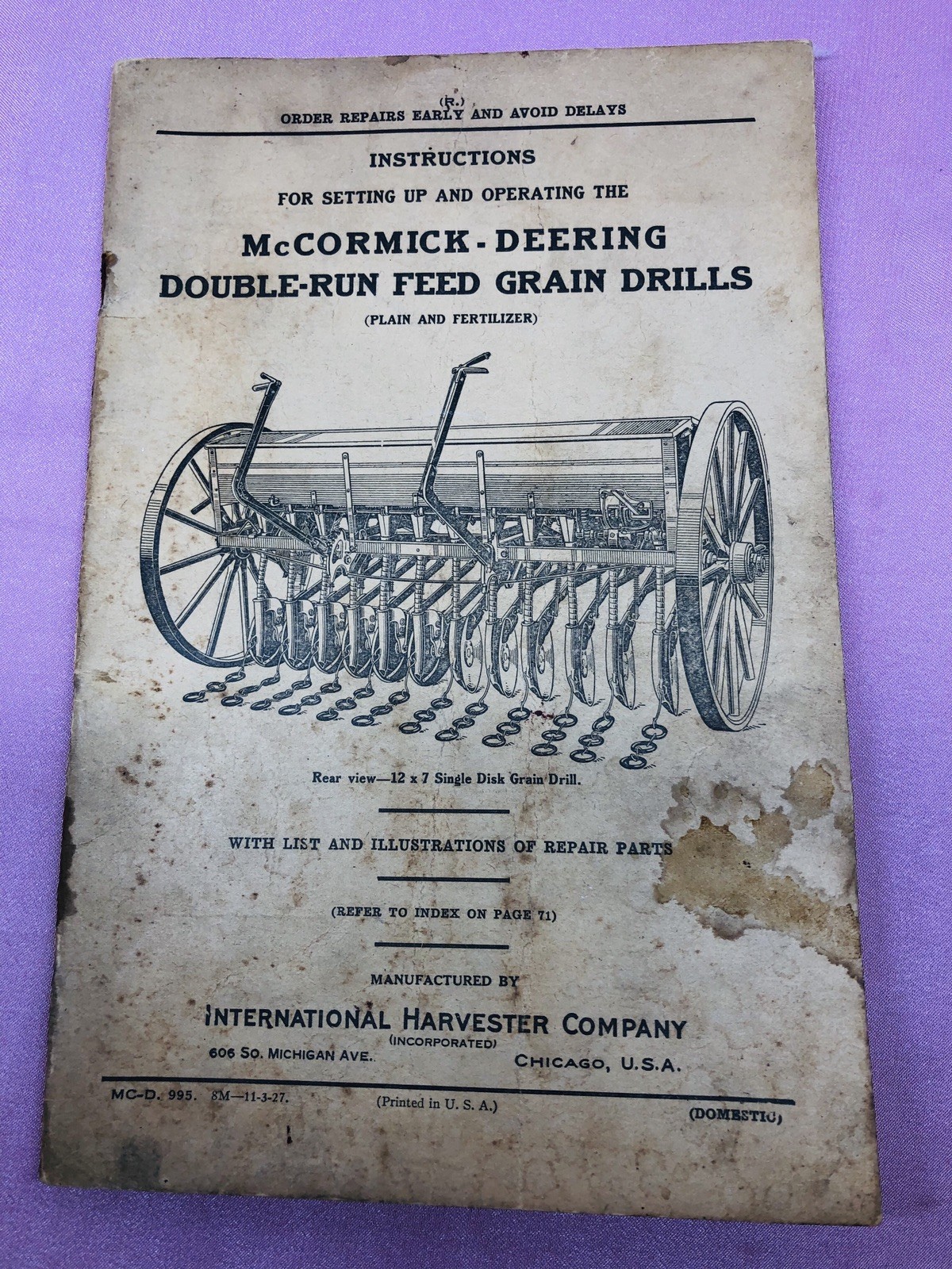 McCormick-Deering Double-Run Feed Grain Drills - Setup And Operating ...