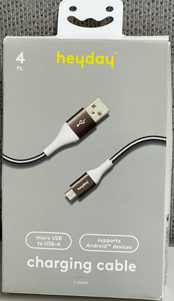 4' micro usb to usb-a braided cable - heyday™ black/white/gunmetal | eBay