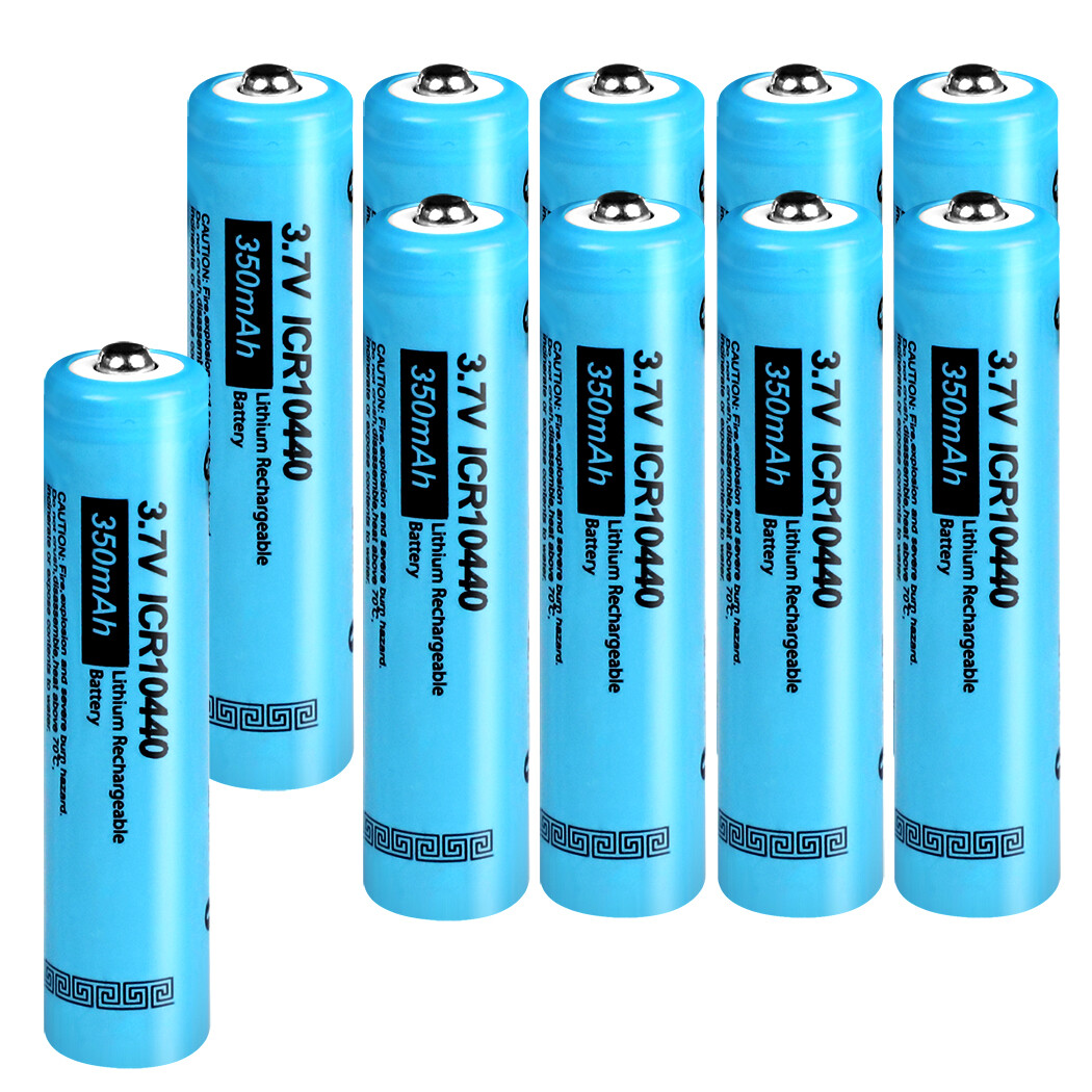 12pcs AAA 3.7V Lithium ICR 10440 350mAh Rechargeable Li ion Batteries Button Top eBay
