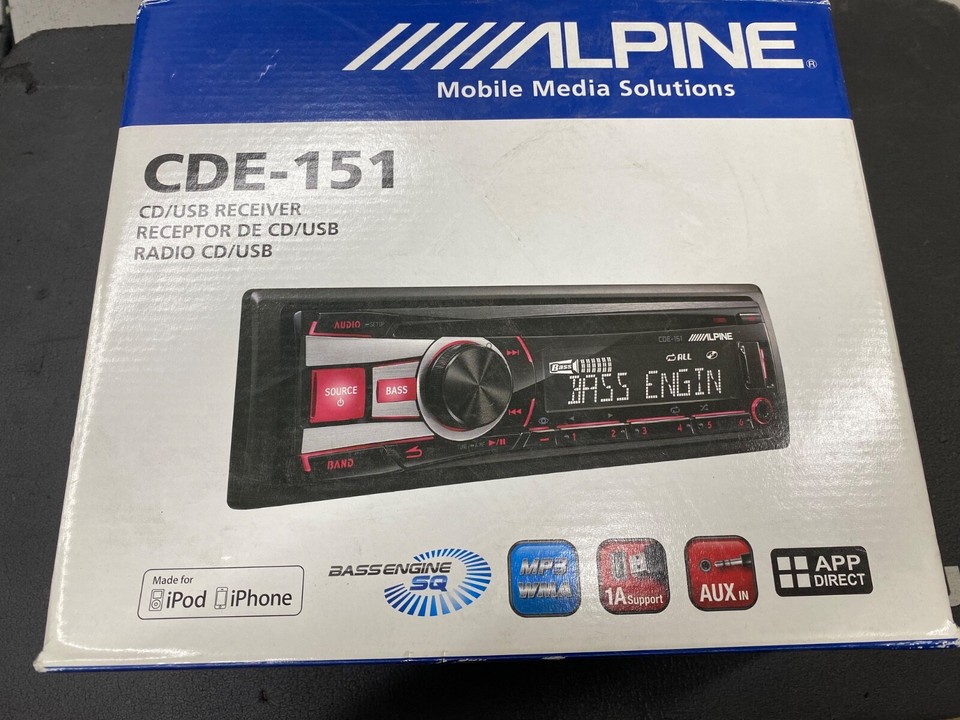 ClassicAlpine CDE-151 am/fm Mp3 WMA CD usb aux car stereo 4ch fr. rear ...