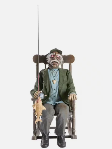 6.5' FT ROCKING CHAIR SWAMP FISHERMAN ANIMATRONIC LED EYES Halloween ...