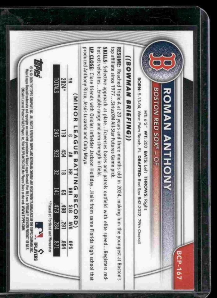 2025 Bowman Chrome Mojo Roman Anthony | eBay