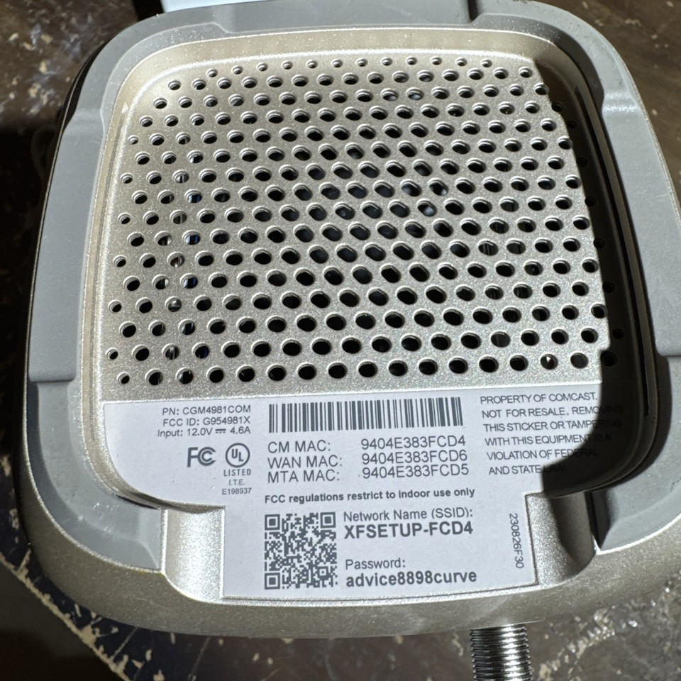 Xfinity xFi Gateway Router XB8-T Triband Wifi CGM4981COM W/ Power Cord ...