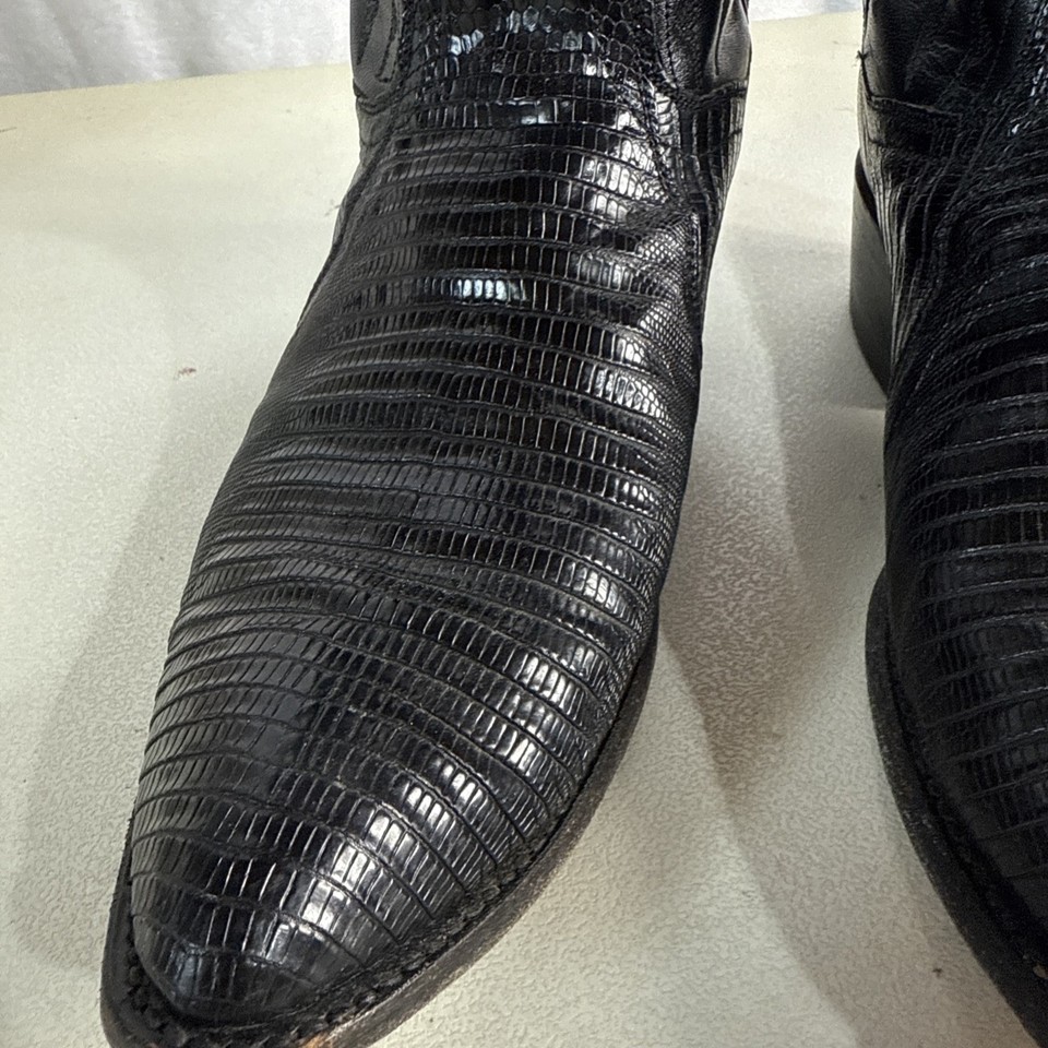 Dan Post Men's Size 9 D Black Lizard Skin Leather Cowboy Western Boots ...