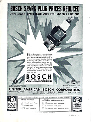 United American Bosch Corp Ad 1932 Pro-Action Spark Plugs | eBay