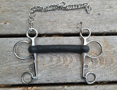 Hard Rubber Mullen Mouth Pelham Bit with Curb Chain 5" Mouthpiece | eBay