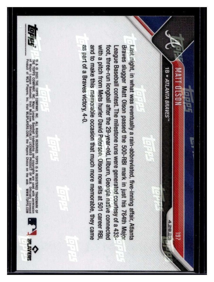 2023 Topps Now #197 Matt Olson Red Parallel Card #d /10 | eBay