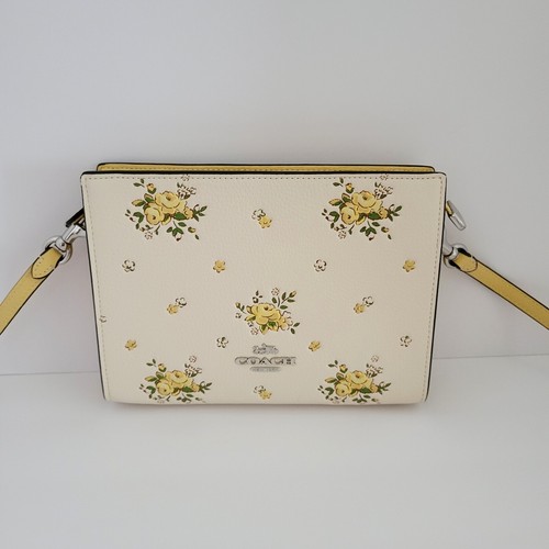 Coach CAQ27 Slim Crossbody Floral Leather Handbag Chalk Multi ...