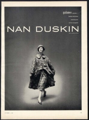 GALANOS Fashion Ad 1957 Paisley Dress Coat NAN DUSKIN Philadelphia | eBay