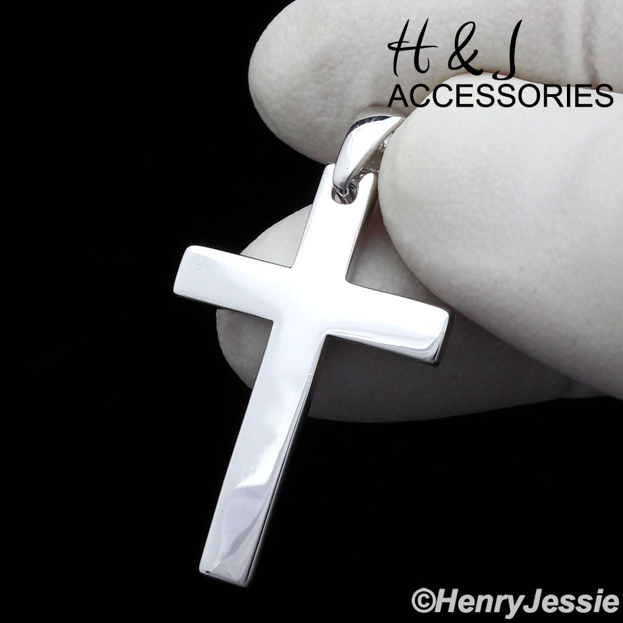MEN WOMEN 925 STERLING SILVER SIMPLE PLAIN SILVER CROSS CHARM PENDANT ...