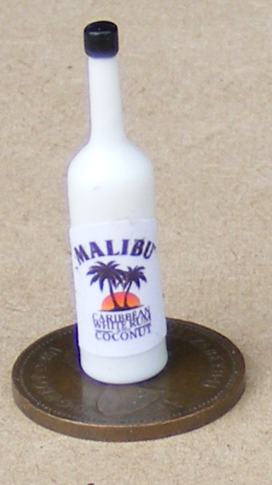 Glass Bottle With A Malibu Rum Label Tumdee 1:12 Scale Dolls House ...